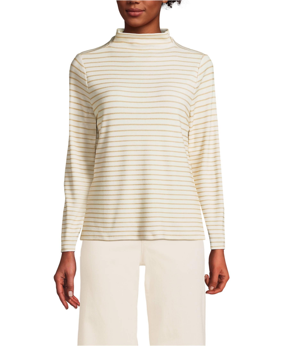 Click here for Lands End Womens Drapey Rib Skimming Long Sleeve M... prices