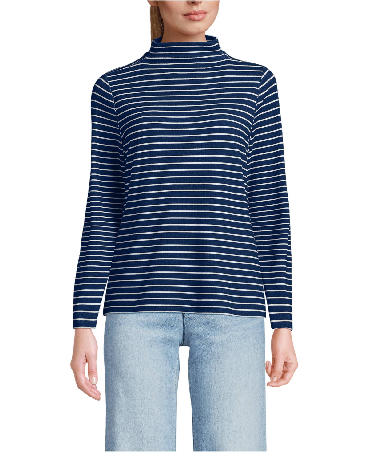 Click here for Lands End Womens Drapey Rib Skimming Long Sleeve M... prices