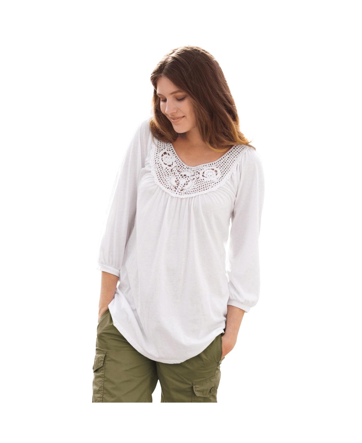 Click here for ellos Womens Crochet Trim Tunic - White prices