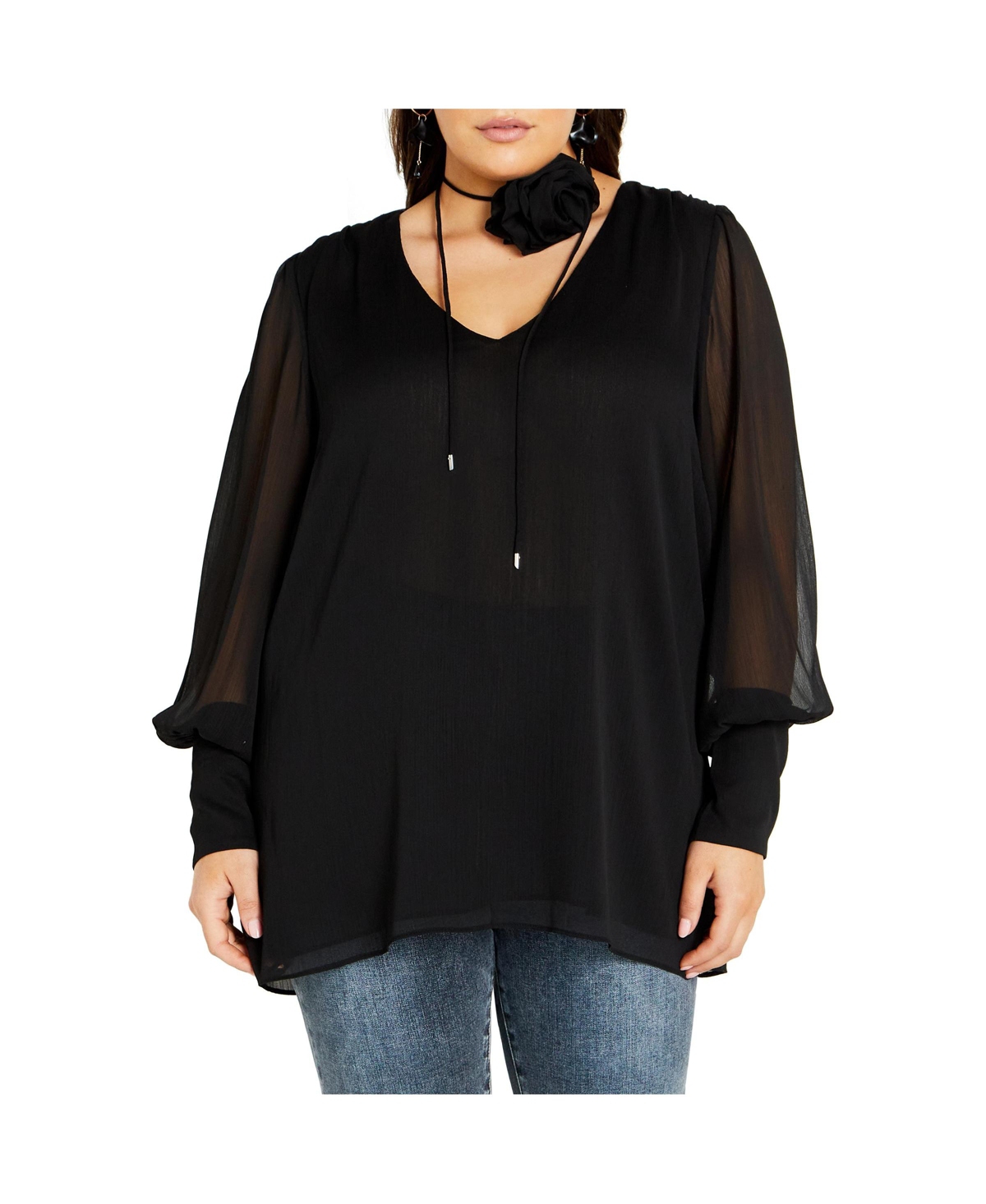 Click here for City Chic Womens Sienna Print Top - Black prices