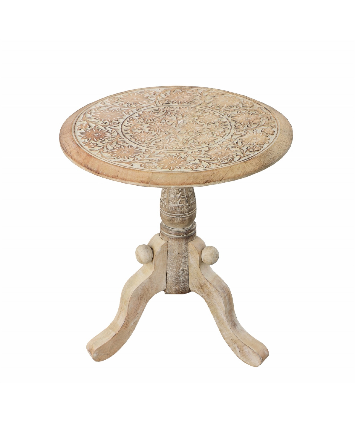 Click here for Benzara 18 Mango Wood Round Top Side End Table - B... prices