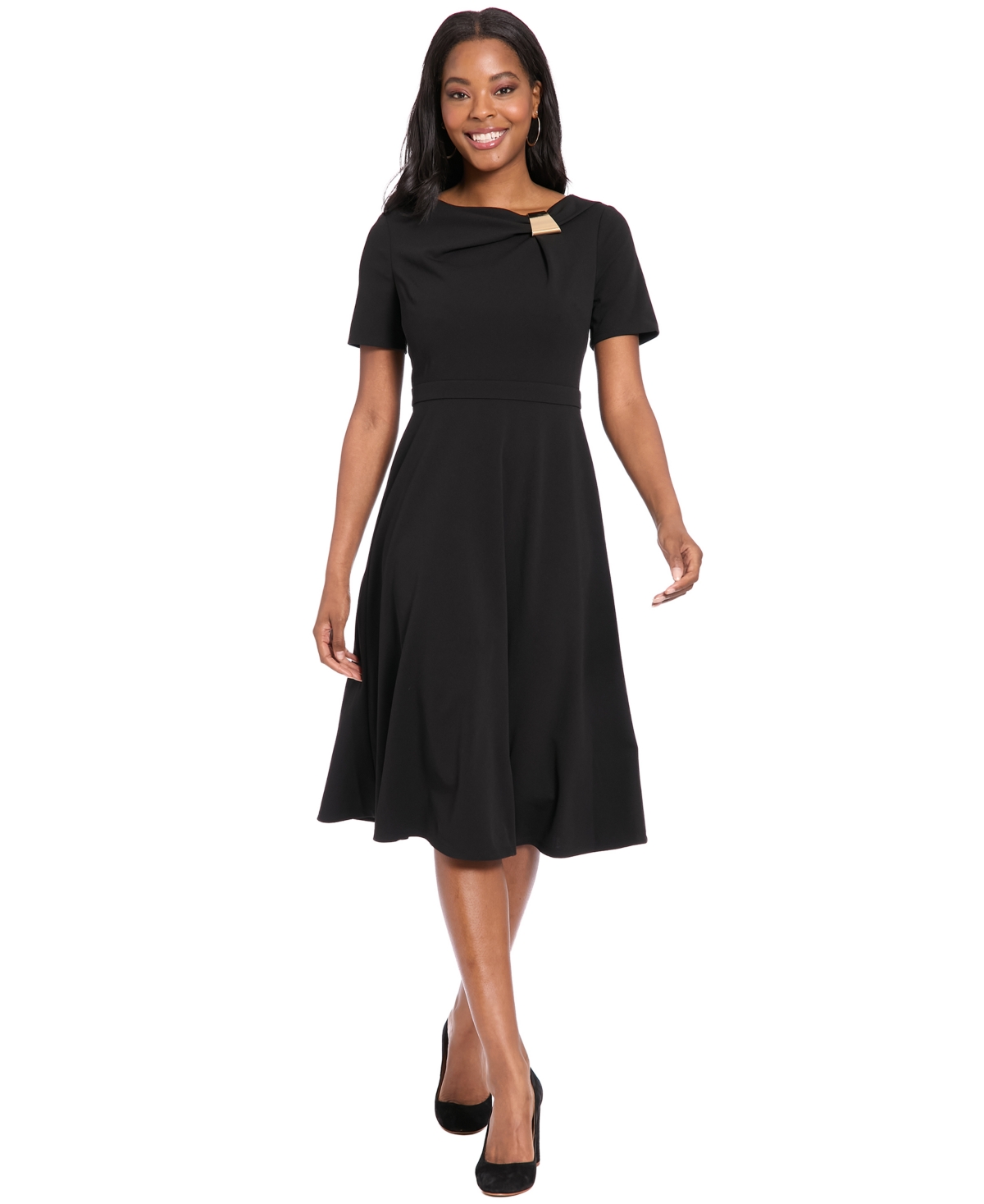 Click here for London Times Petite Short Sleeve Dress - Blk prices