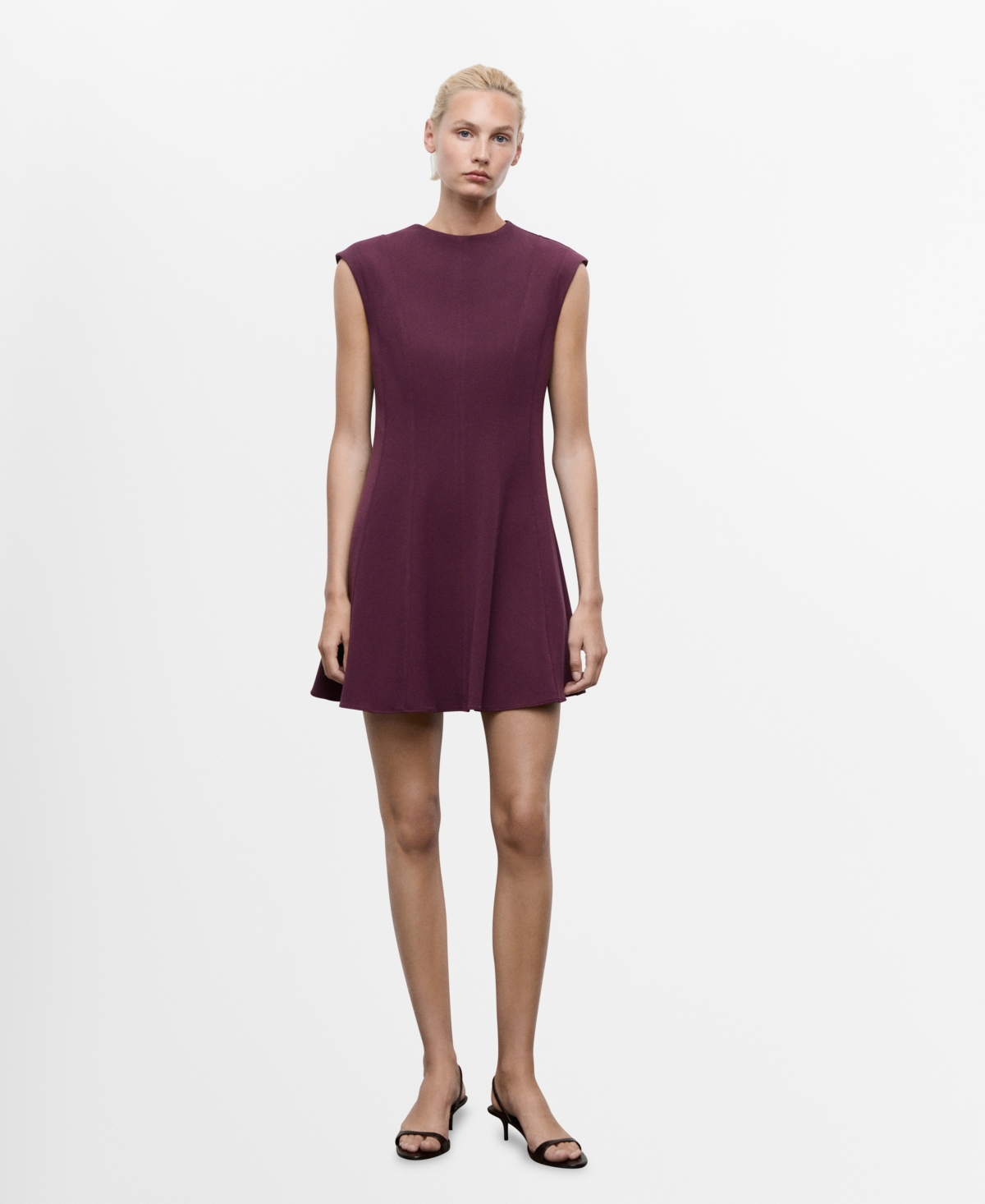 Click here for Mango Womens Seams Detail A-Line Dress - Burgundy prices