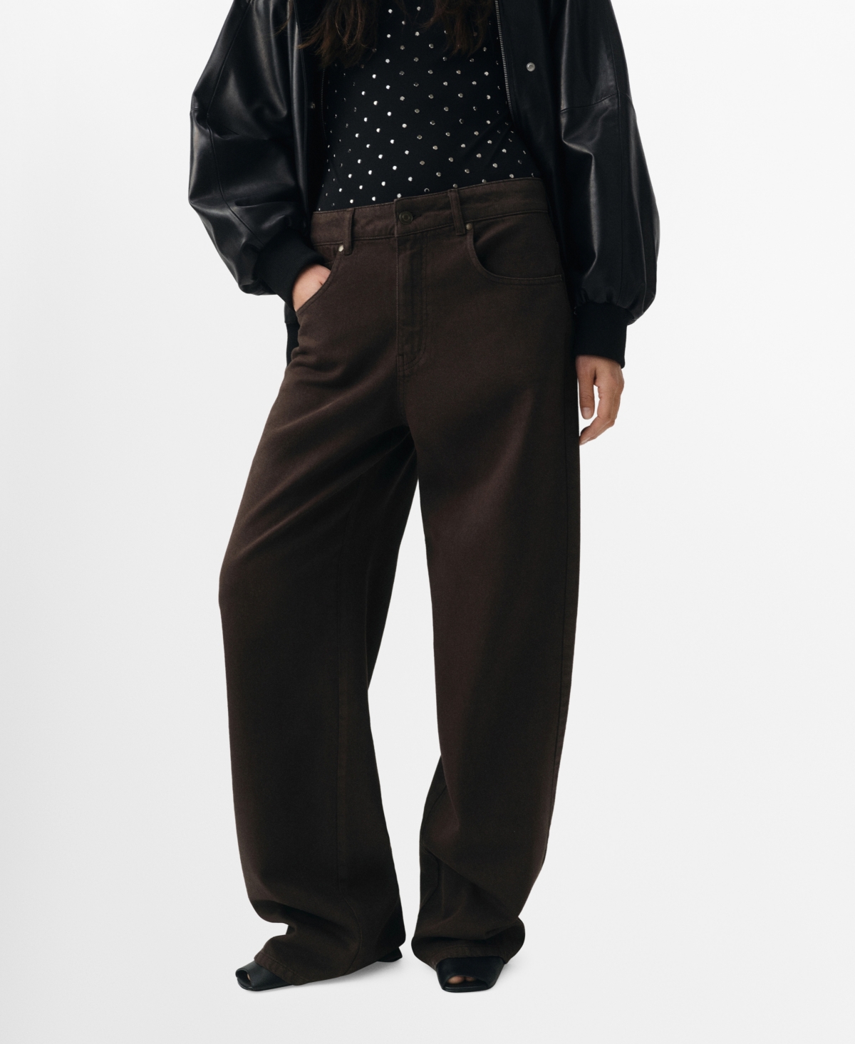 Click here for Mango Womens Mid-Rise Straight Jeans - Chocolate prices