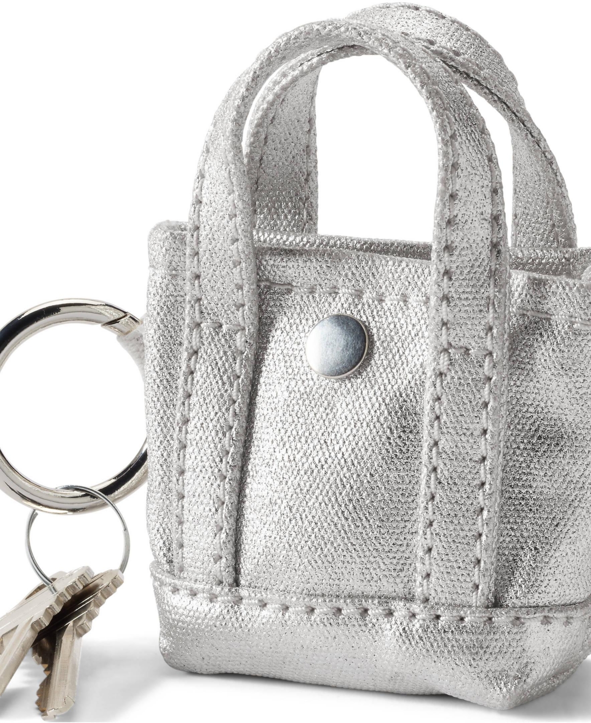 Click here for Lands End Micro Canvas Tote Charm - Metallic silve... prices