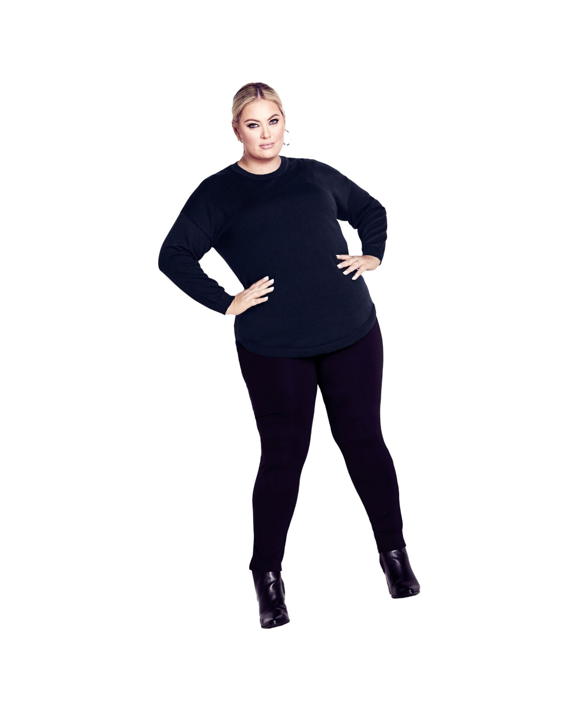 Click here for Avenue Womens Tully Curved Hem Sweater - Midnight prices