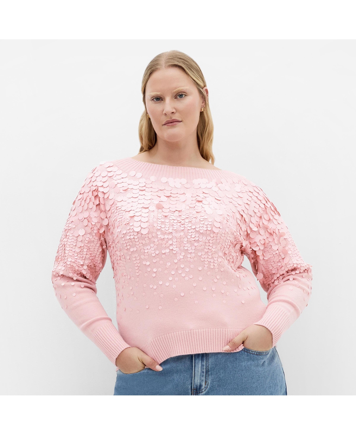 Click here for City Chic Plus Size Braylin Sequin Jumper - Blushi... prices