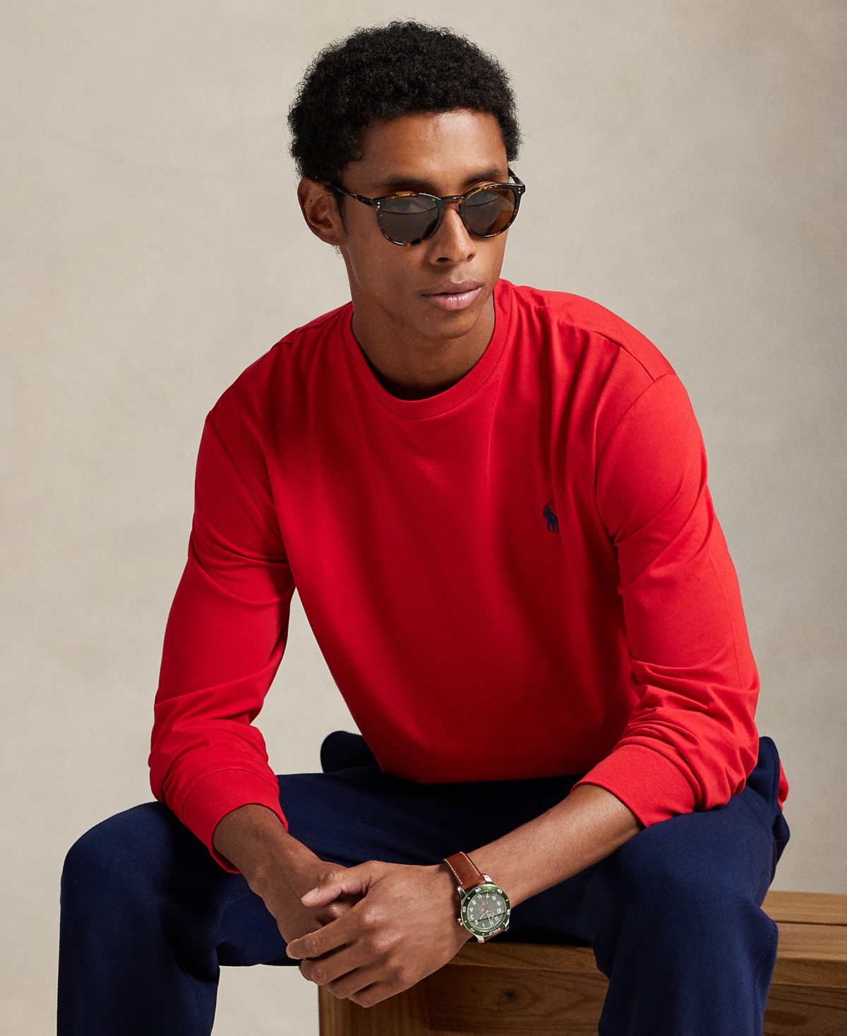 Click here for Polo Ralph Lauren Mens Classic-Fit Jersey Long-Sle... prices