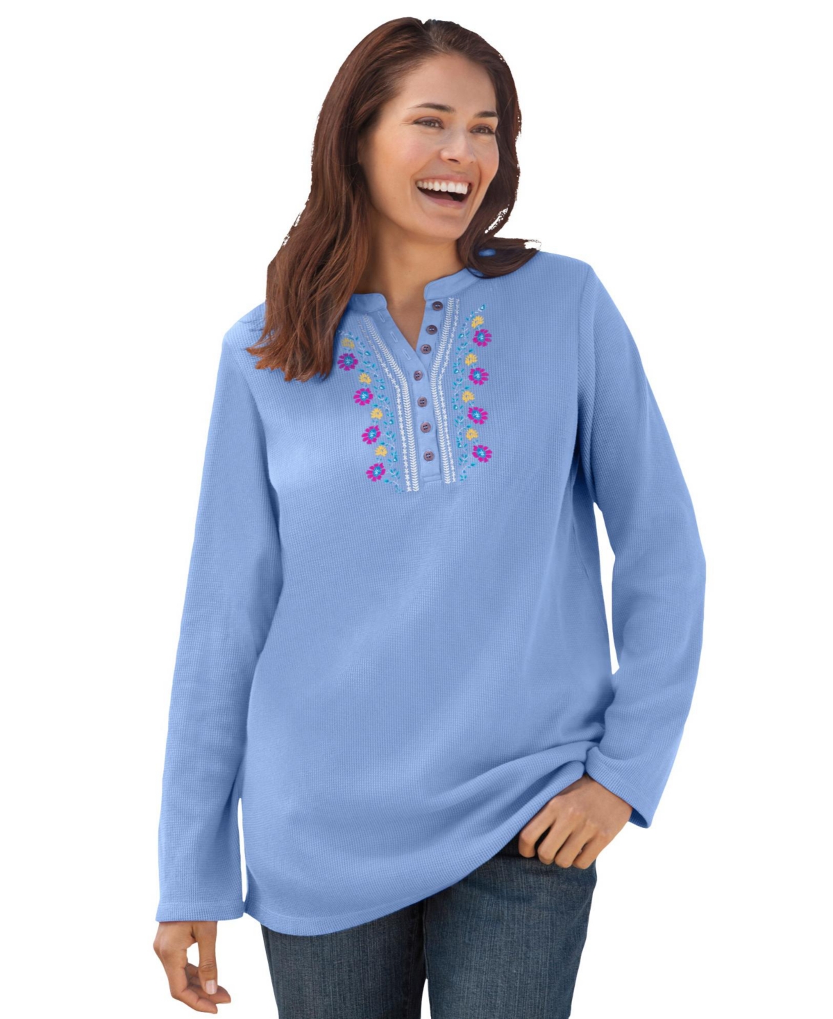 Click here for Woman Within Plus Size Within Embroidered Thermal... prices