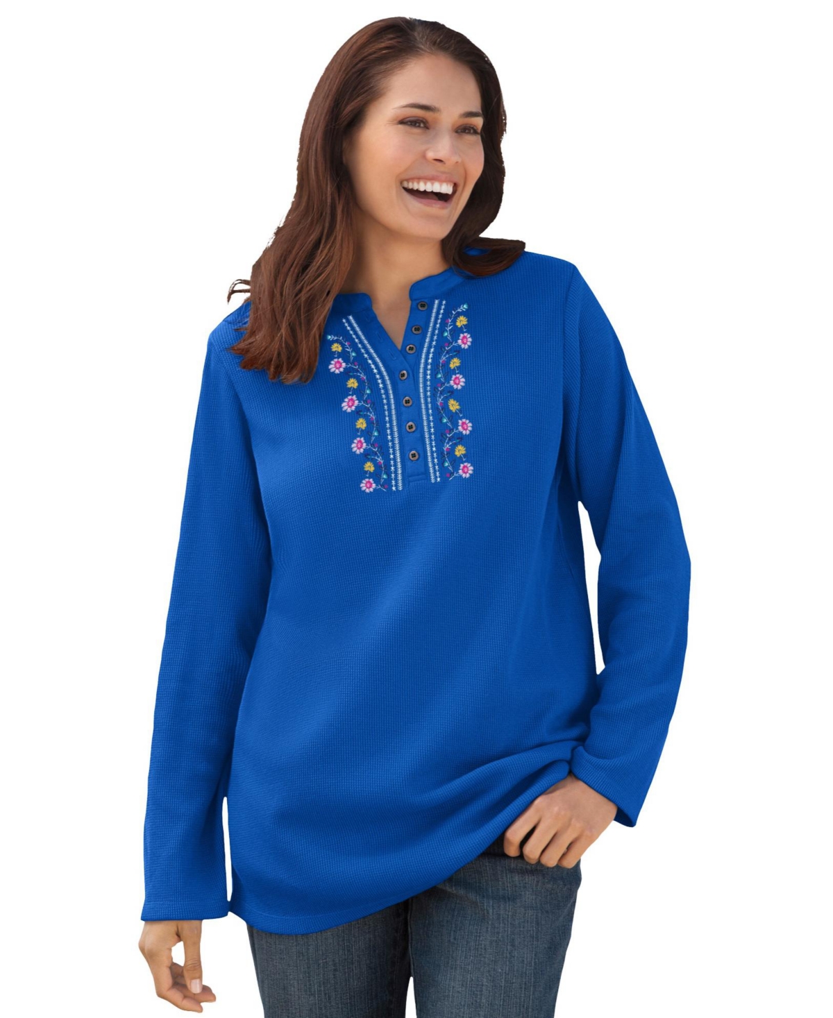 Click here for Woman Within Plus Size Within Embroidered Thermal... prices