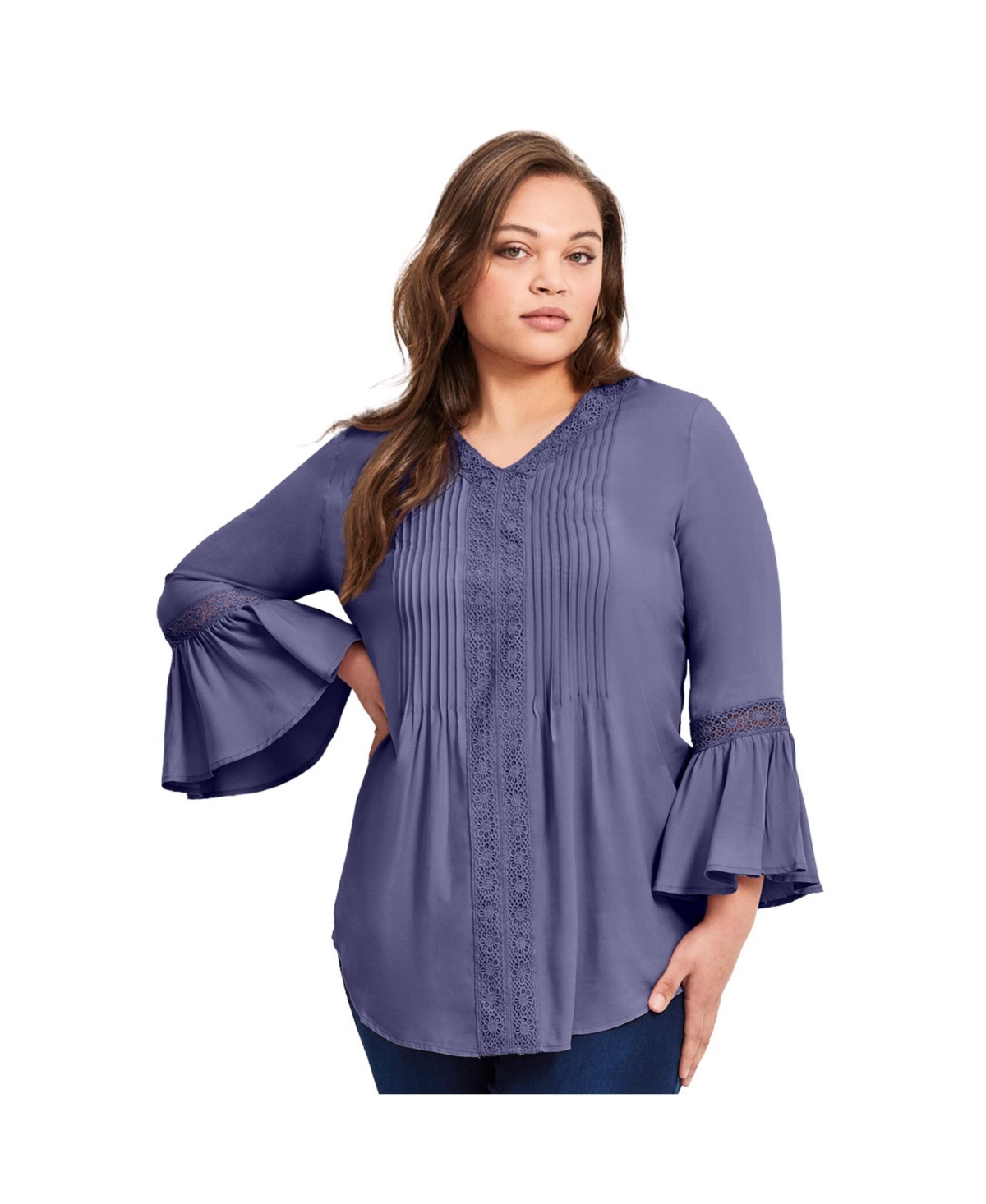 Click here for Avenue Womens Lace Trim Tunic - Deep dusk prices