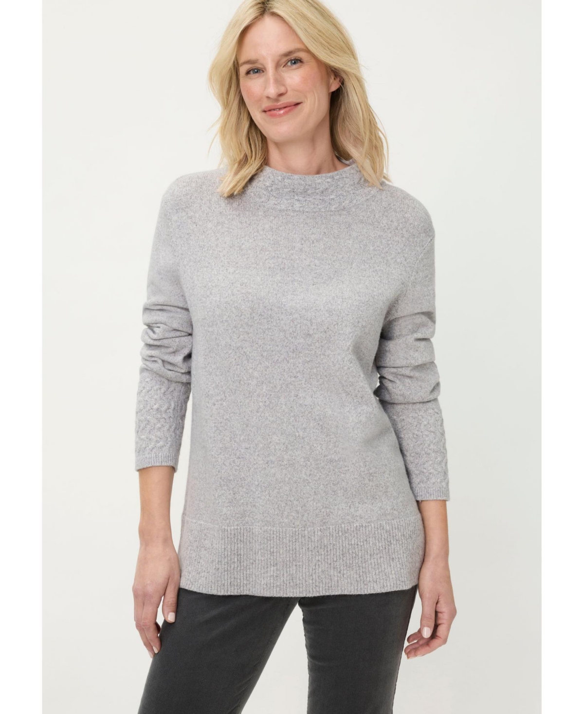 Click here for Olsen Womens Melange Knit Mock Neck - Misty grey m... prices