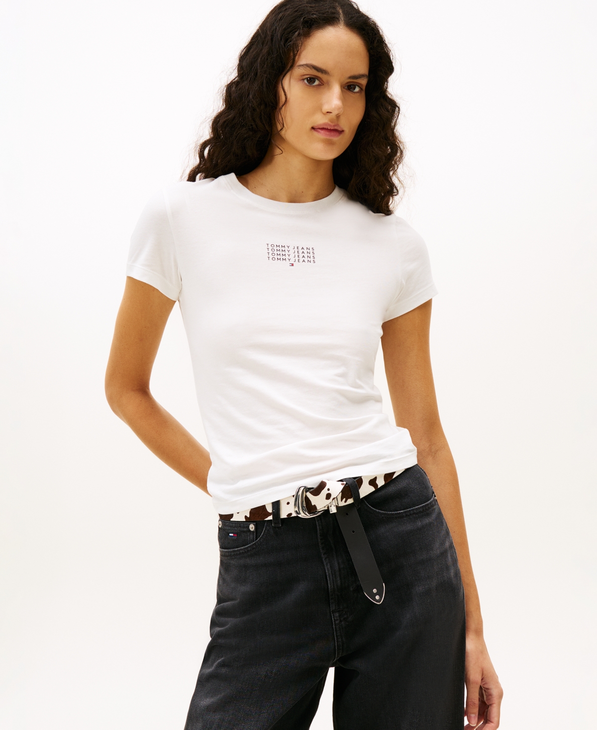 Click here for Tommy Jeans Womens Slim Multi Linear Logo T-Shirt... prices