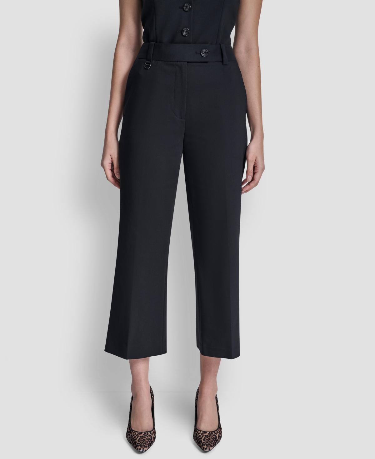 Click here for Dkny Womens Pintuck Straight Fit Pants - Black prices