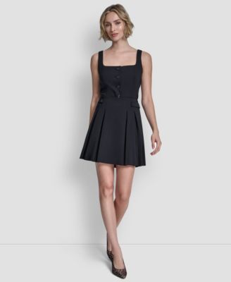 Click here for Dkny Womens Button Front Vest Top Pleated Mini Ski... prices