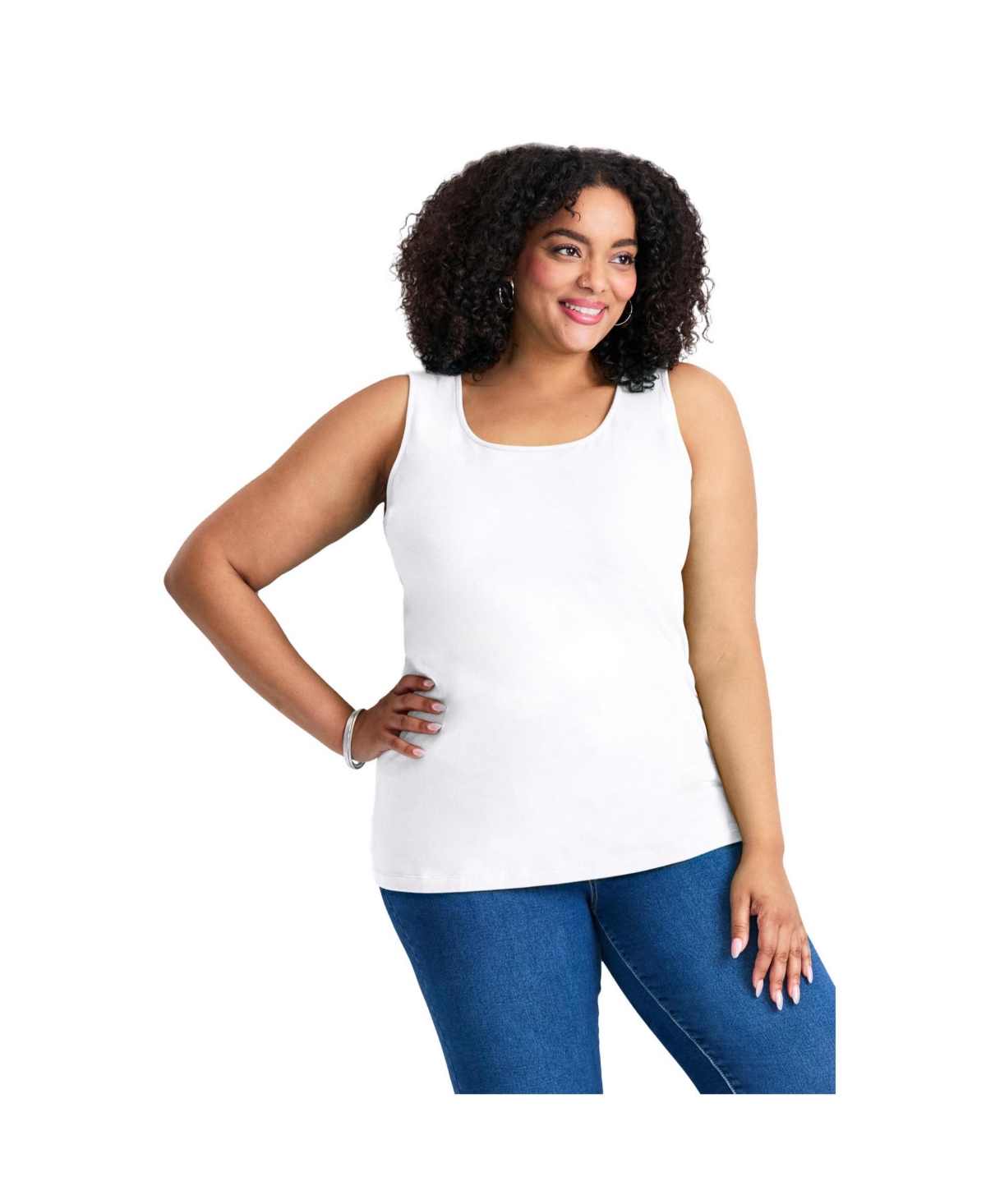 Click here for Avenue Womens Plus Size Basic Layering Tank - Whit... prices