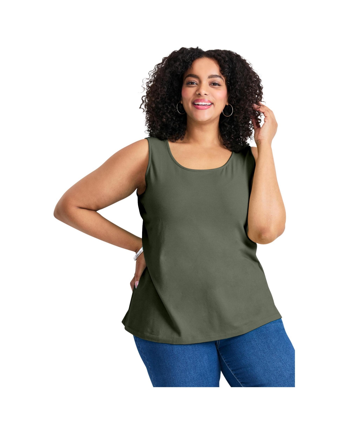 Click here for Avenue Womens Plus Size Basic Layering Tank - Oliv... prices