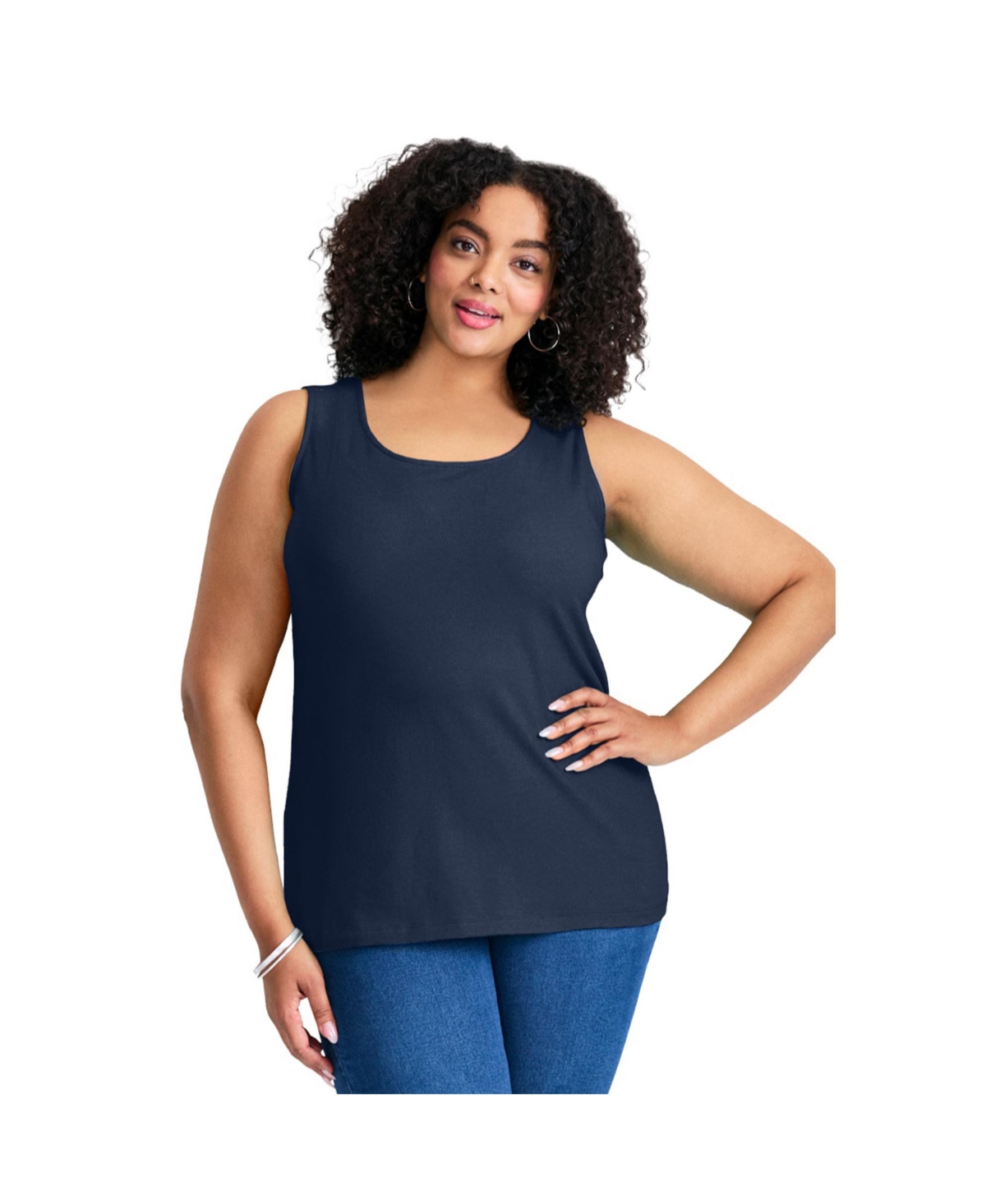 Click here for Avenue Womens Plus Size Basic Layering Tank - Navy prices