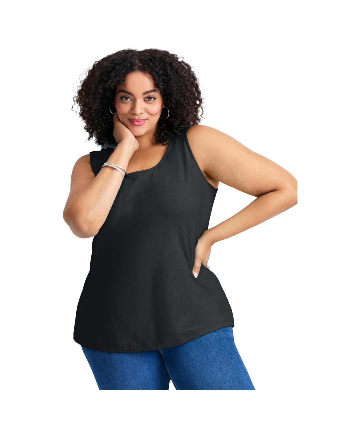 Click here for Avenue Womens Plus Size Basic Layering Tank - Blac... prices