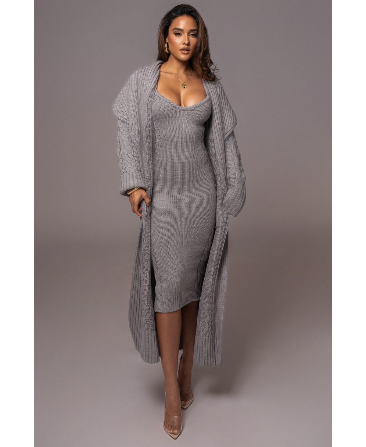 Click here for Jluxlabel Womens Upstate Cable Knit Cardigan - Gra... prices