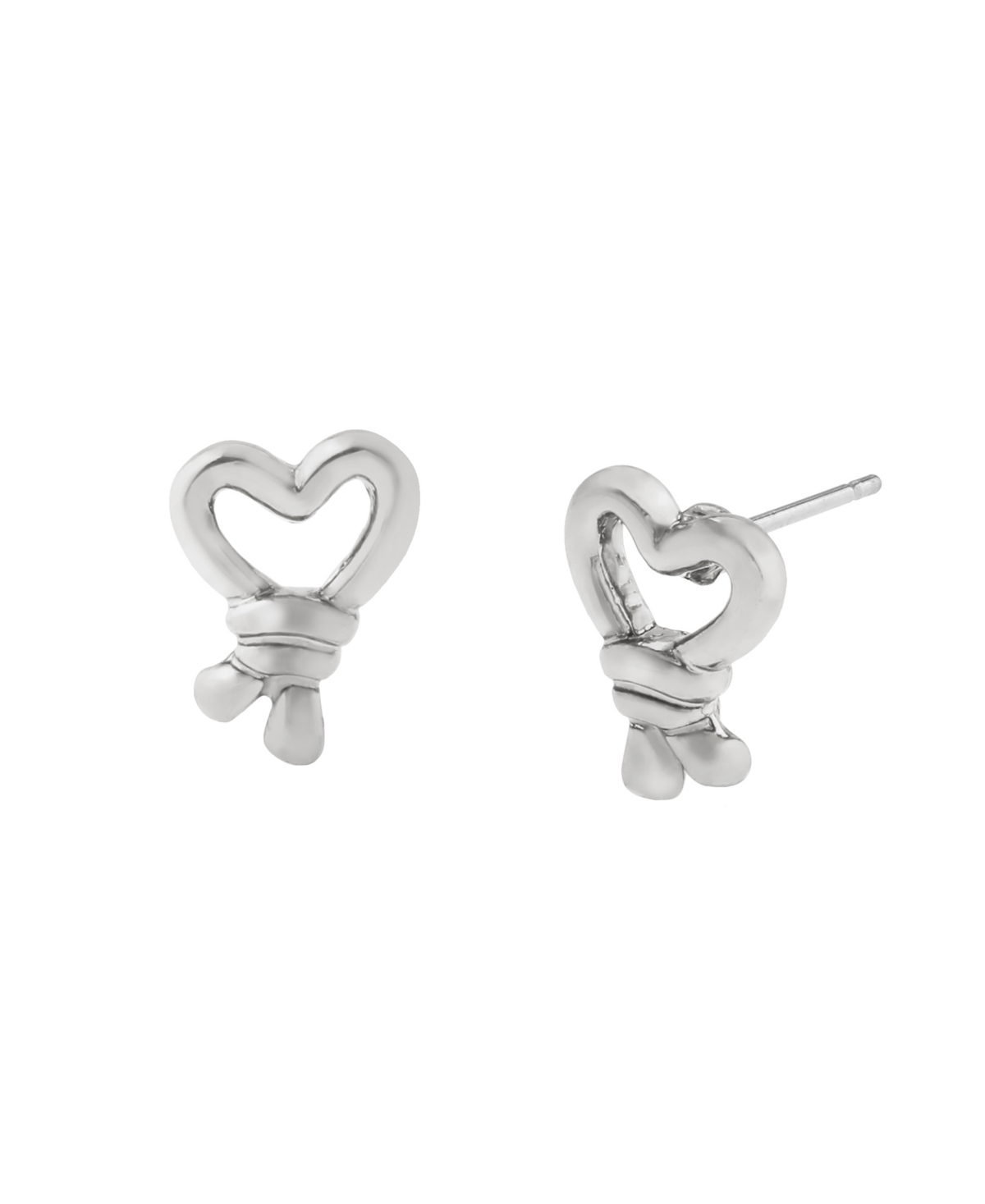 Click here for Steve Madden Rhodium Heart Knot Stud Earrings - Rh... prices