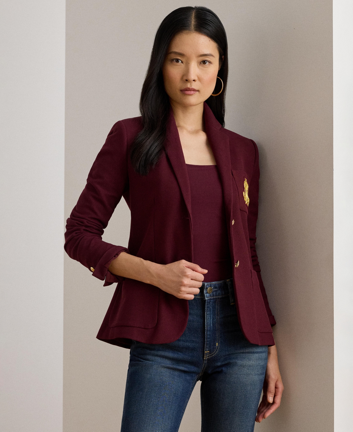 Click here for Lauren Ralph Lauren Bullion Jacquard Blazer - Dark... prices