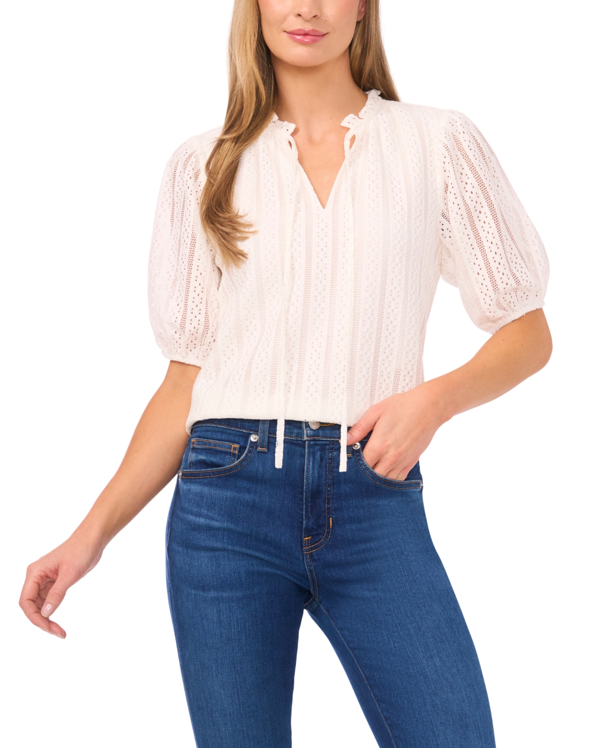 Click here for CeCe Womens Tie Neck Short-Sleeve Crop Top - New I... prices