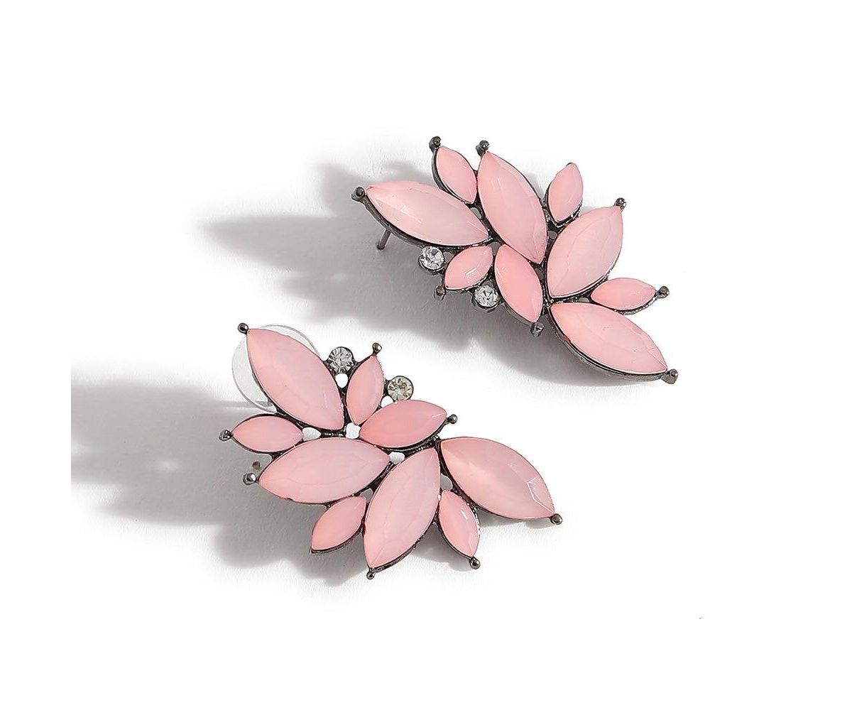 Click here for Sohi Womens Pink Embellished Cluster Stud Earrings... prices