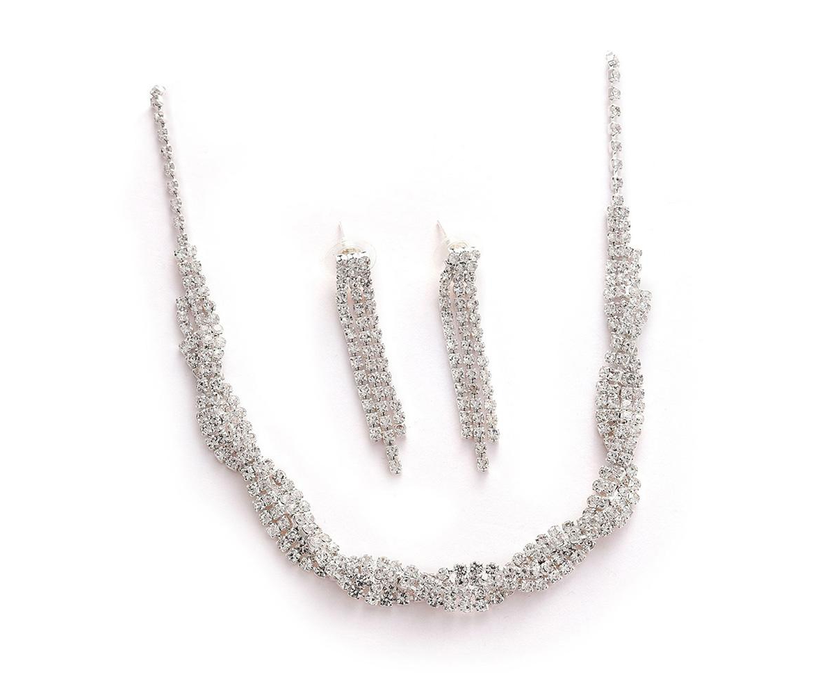 Click here for Sohi Womens Silver Embellished Twist Jewellery Set... prices