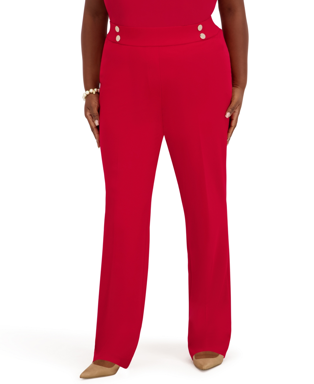 Click here for Kasper Womens Mid-Rise Pull-On Extend Tab Trousers... prices