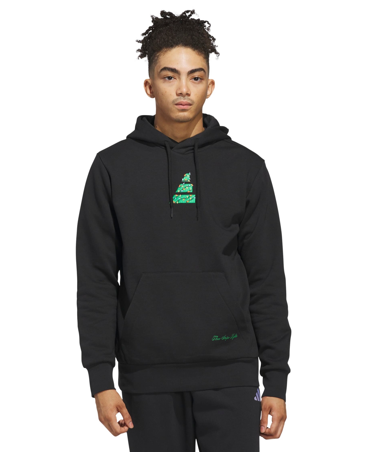 Click here for adidas Mens 3-Stripes Graphic Print Hoodie - Black prices