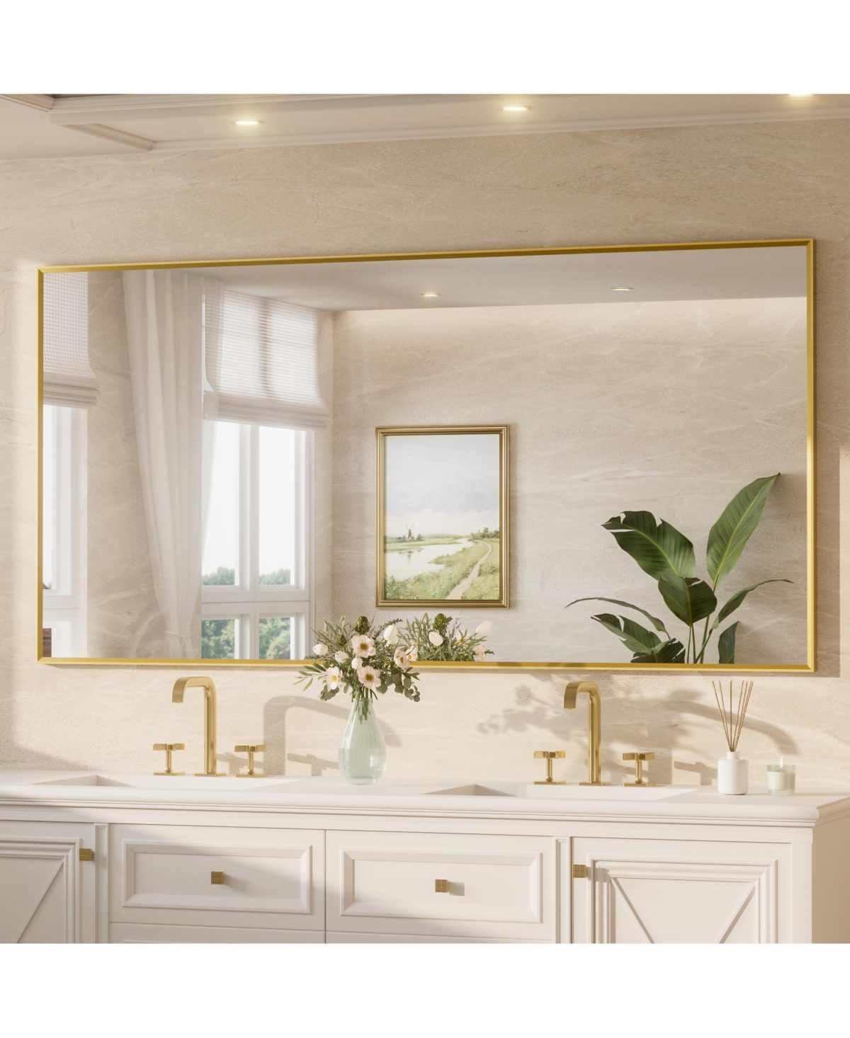 Click here for Keonjinn 72x36 Inch Brushed Gold Bathroom Vanity M... prices