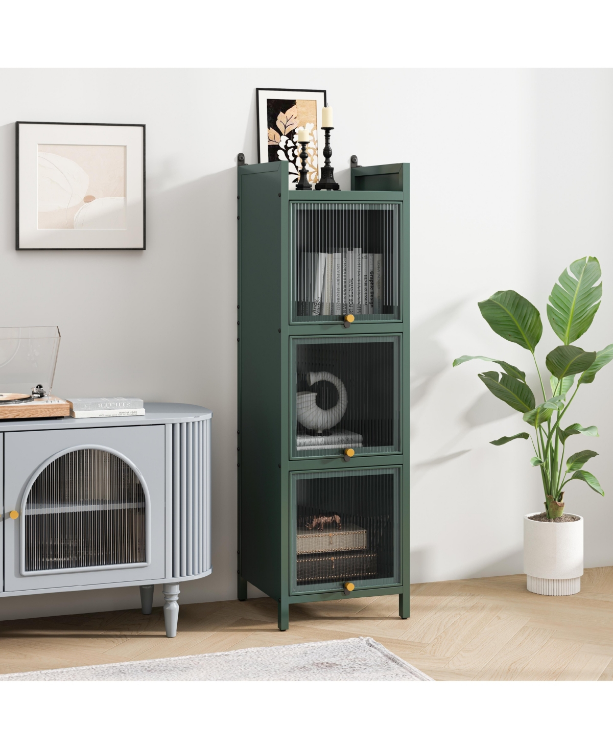 Click here for Casainc Modern Three-Tier Glass Door Cabinet with... prices