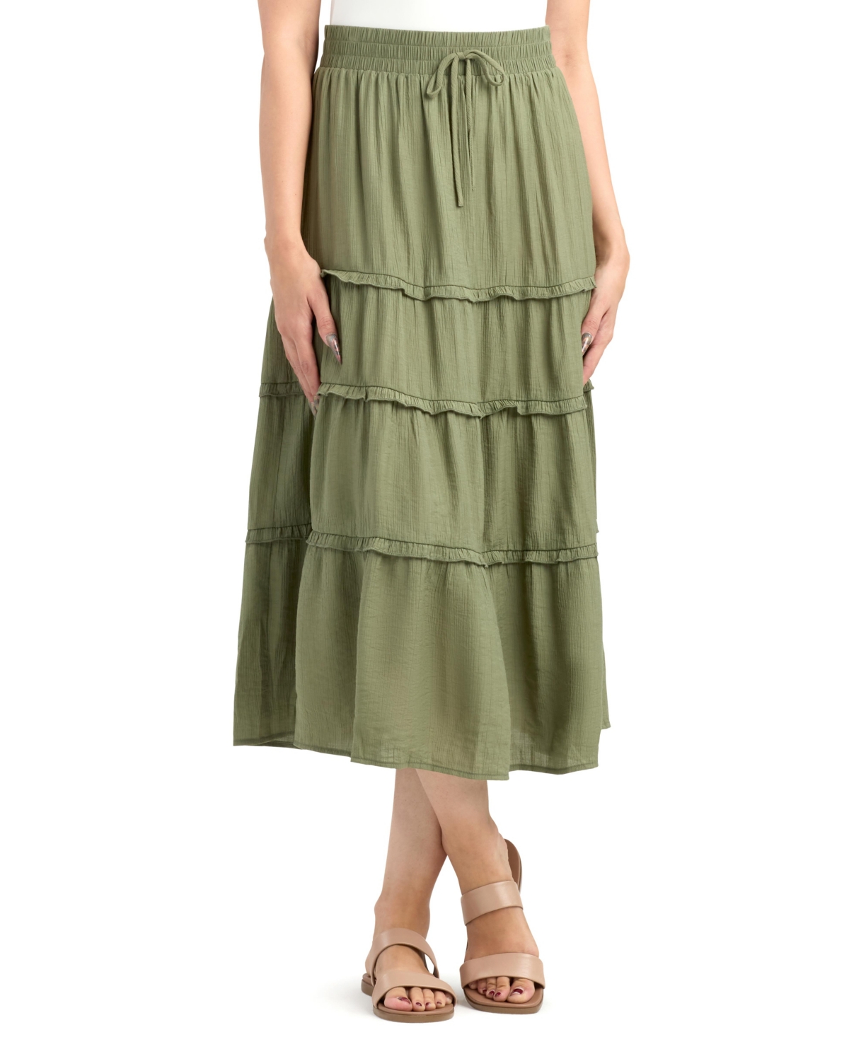 Click here for Bcx Juniors Resort Crinkle Midi Skirt - Olive prices