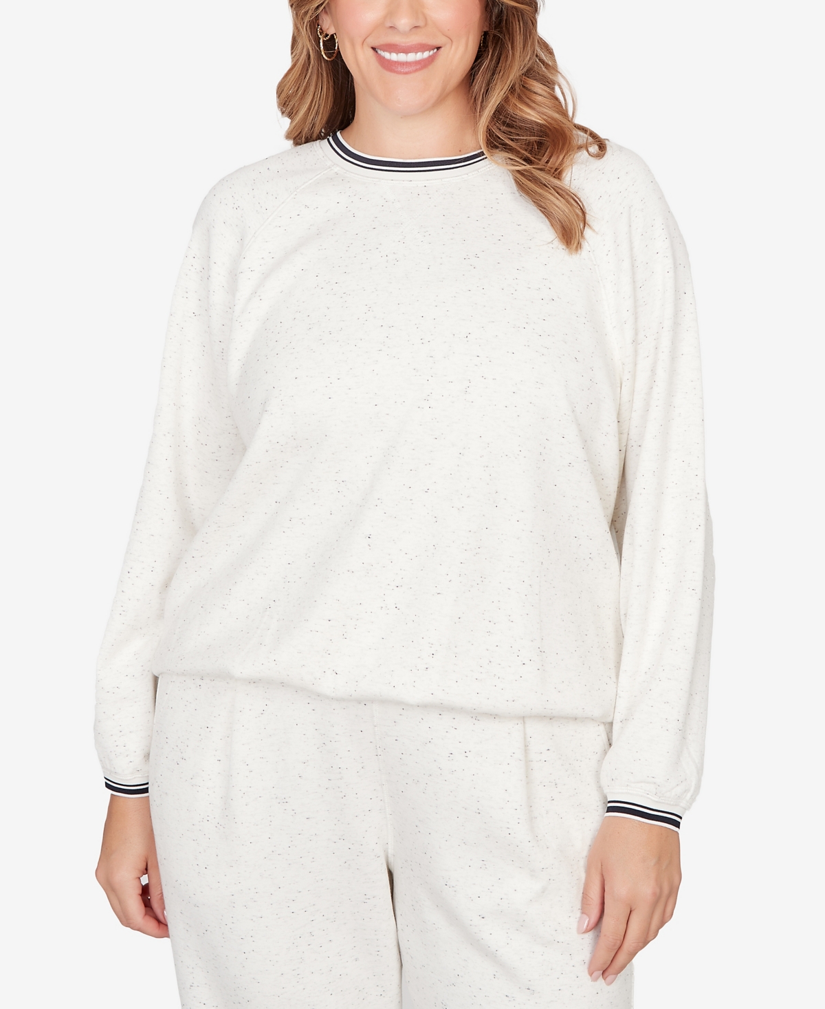 Click here for Ruby Rd. Plus Size Bubble Hem Fleck Knit Pullover... prices