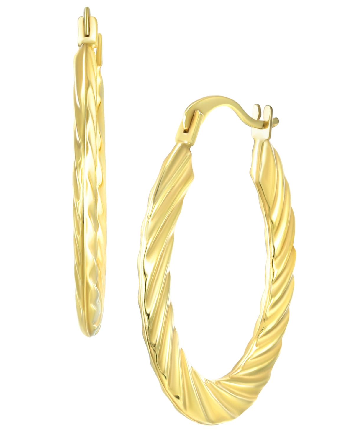 Click here for Macys Timeless Cable Oval Hoop Earrings in 10k Yel... prices
