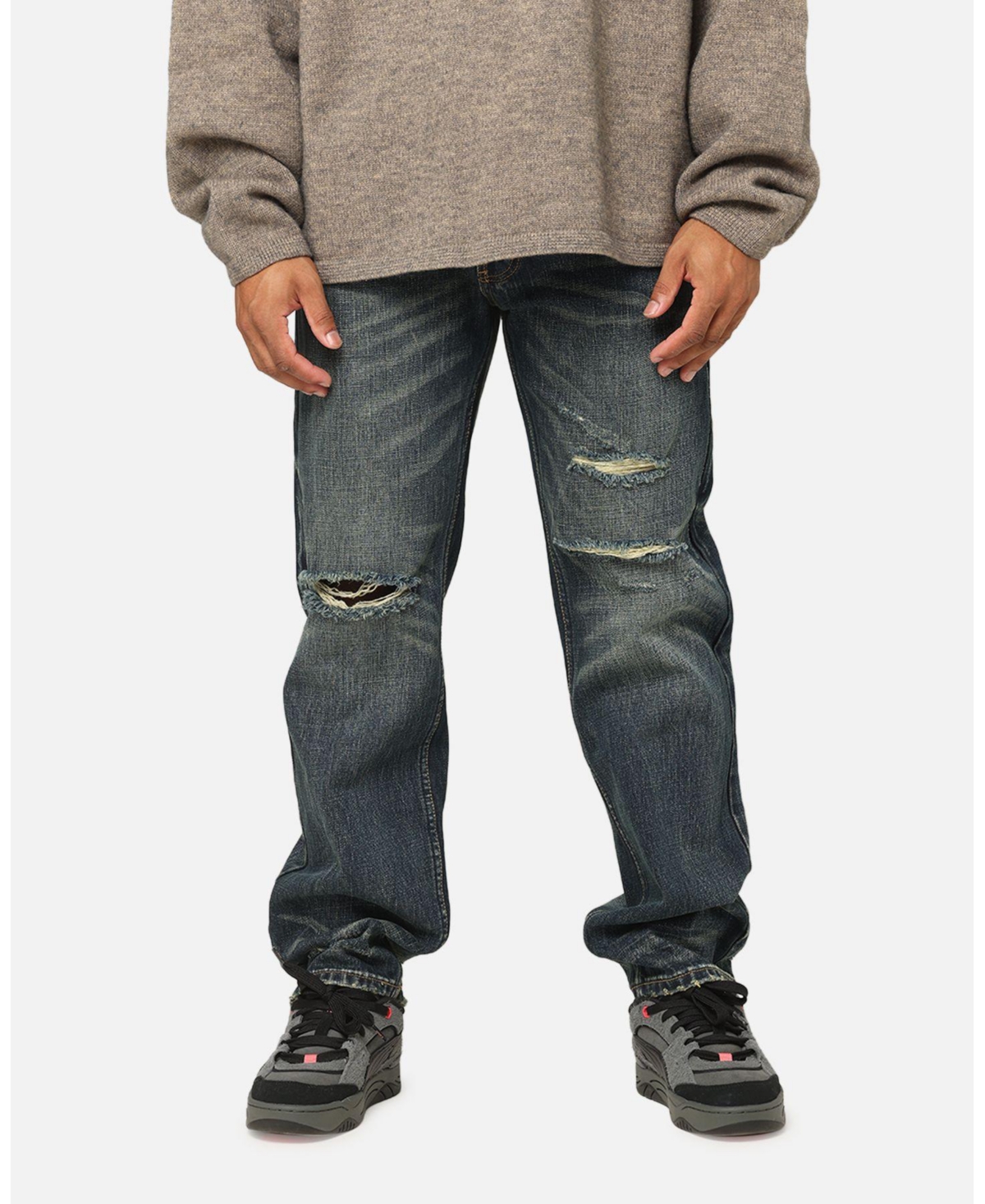 Click here for mnml Mens V726 Distressed Baggy Denim - Blue prices