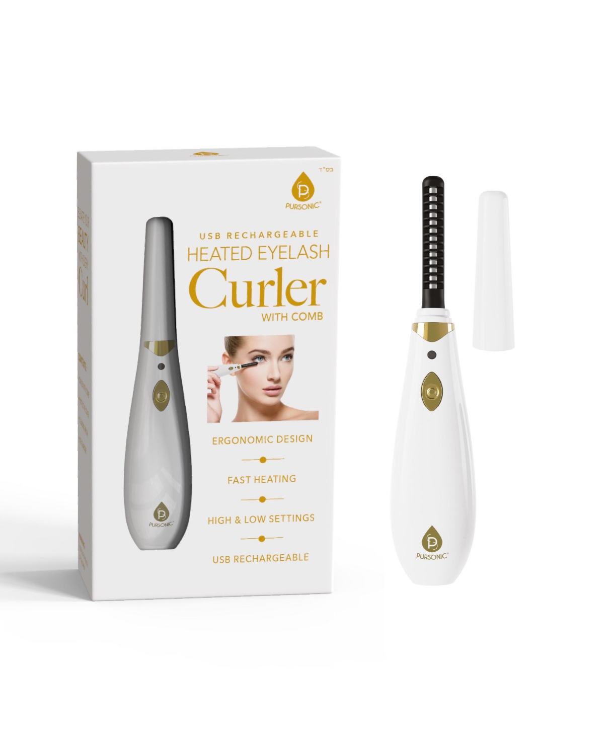 Click here for Pursonic Heated Eyelash Curler with Comb - White prices