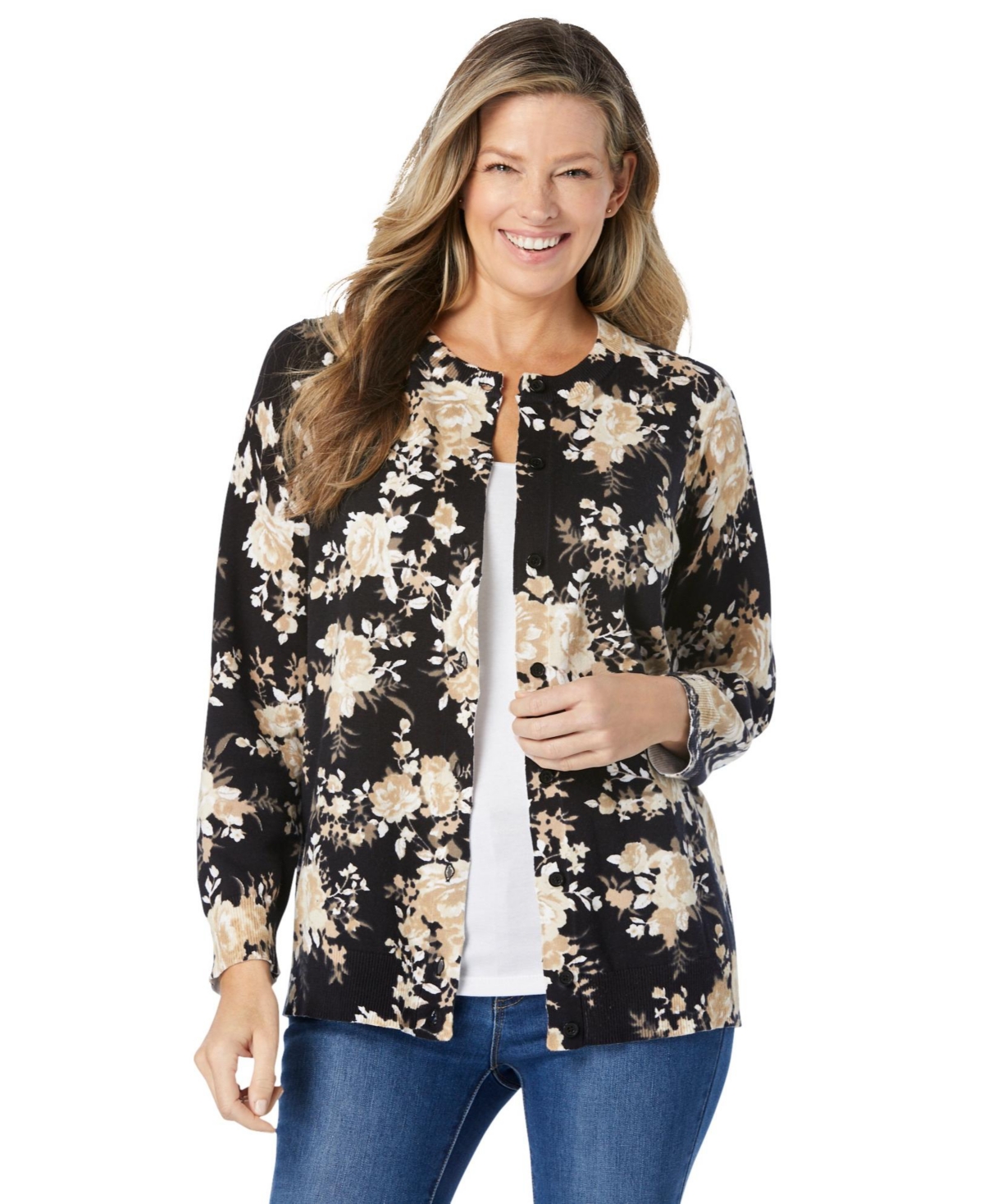 Click here for Woman Within Plus Size Perfect Long-Sleeve Cardiga... prices