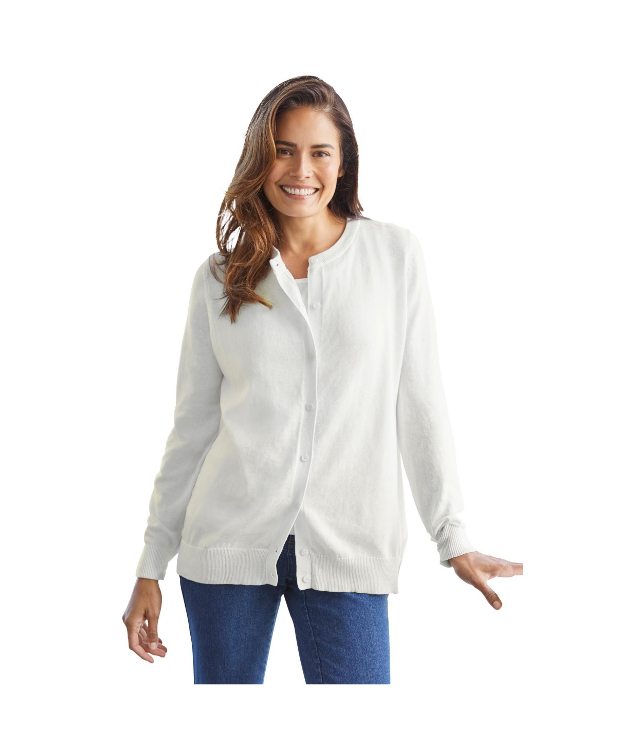 Click here for Woman Within Plus Size Perfect Long-Sleeve Cardiga... prices