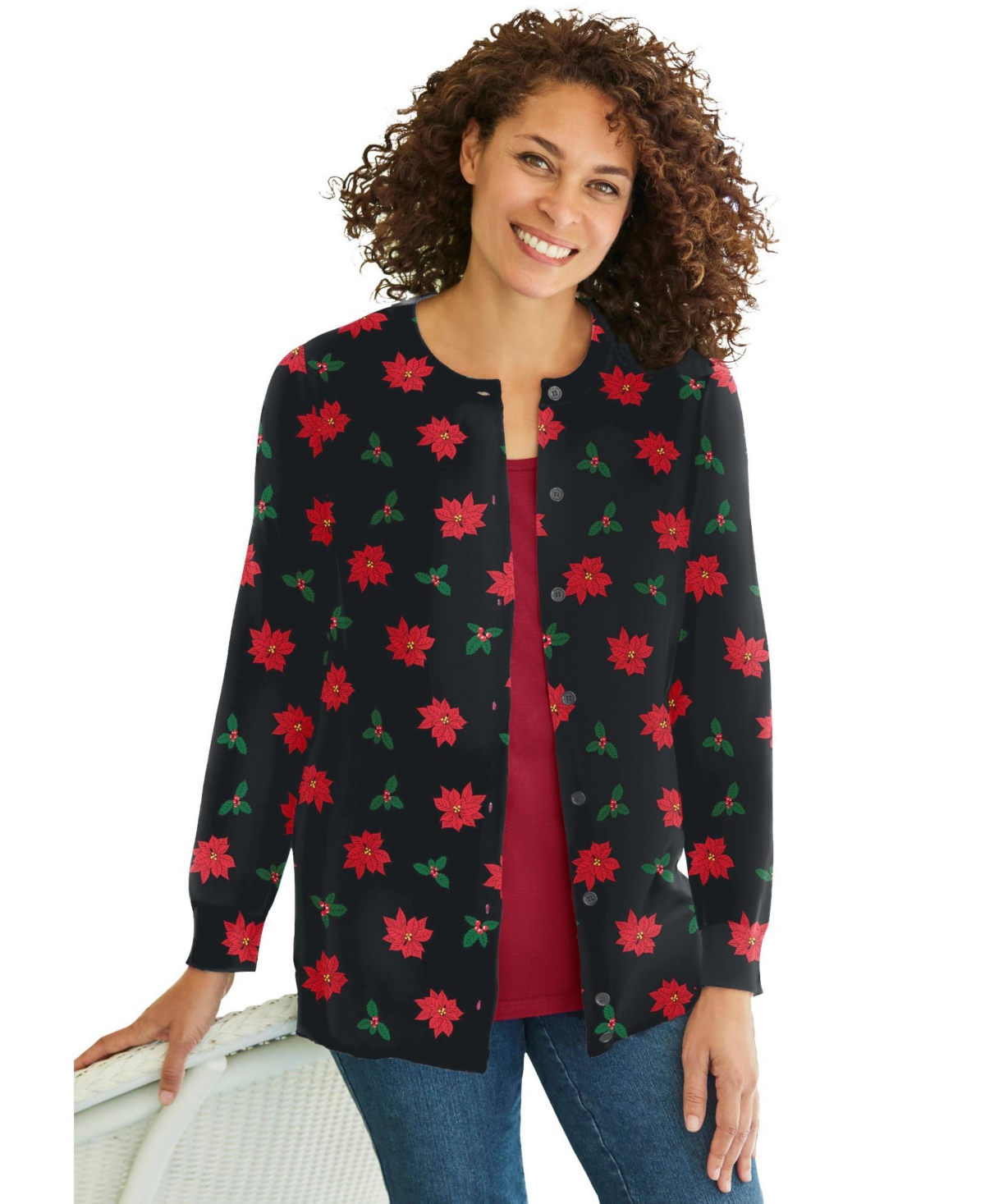 Click here for Woman Within Plus Size Perfect Long-Sleeve Cardiga... prices