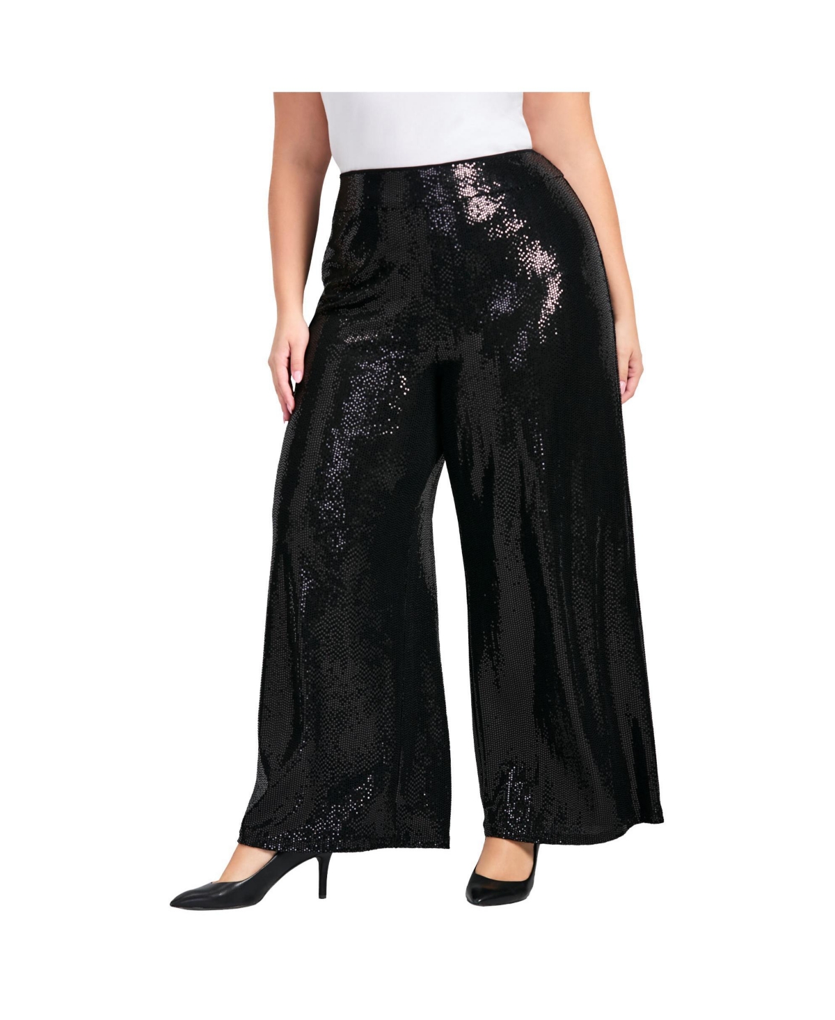Click here for Avenue Womens Plus Size Glitz Sequin Wide Leg Pant... prices