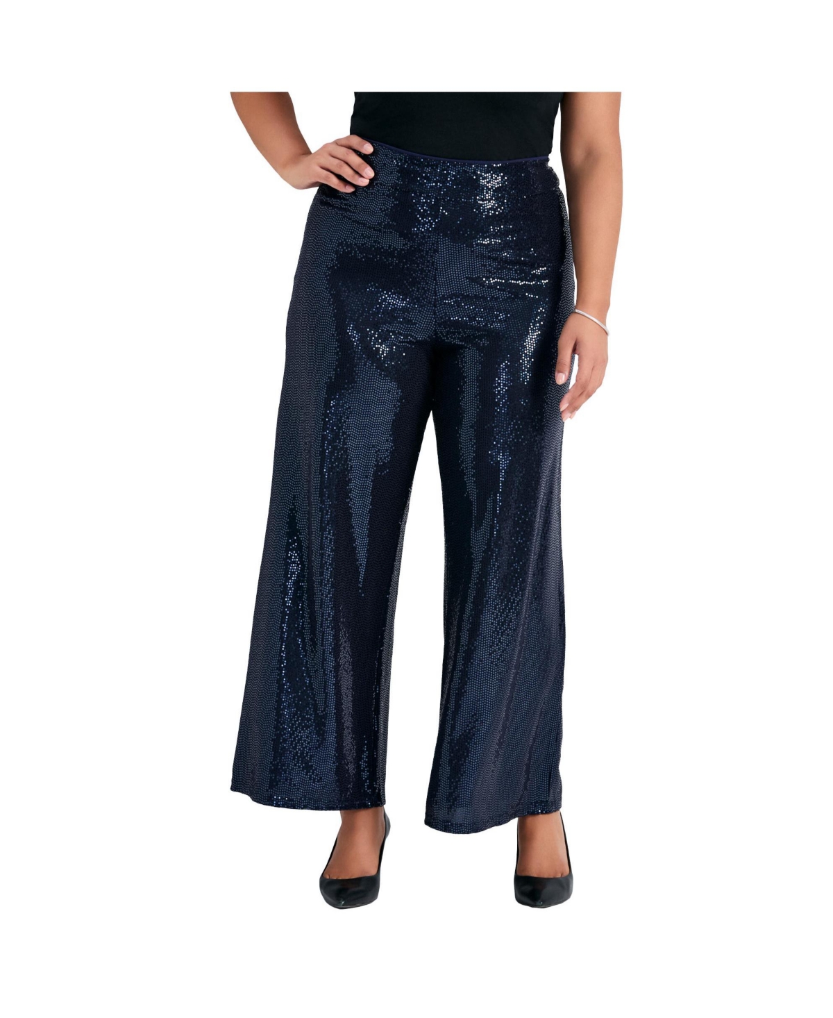 Click here for Avenue Womens Plus Size Glitz Sequin Wide Leg Pant... prices