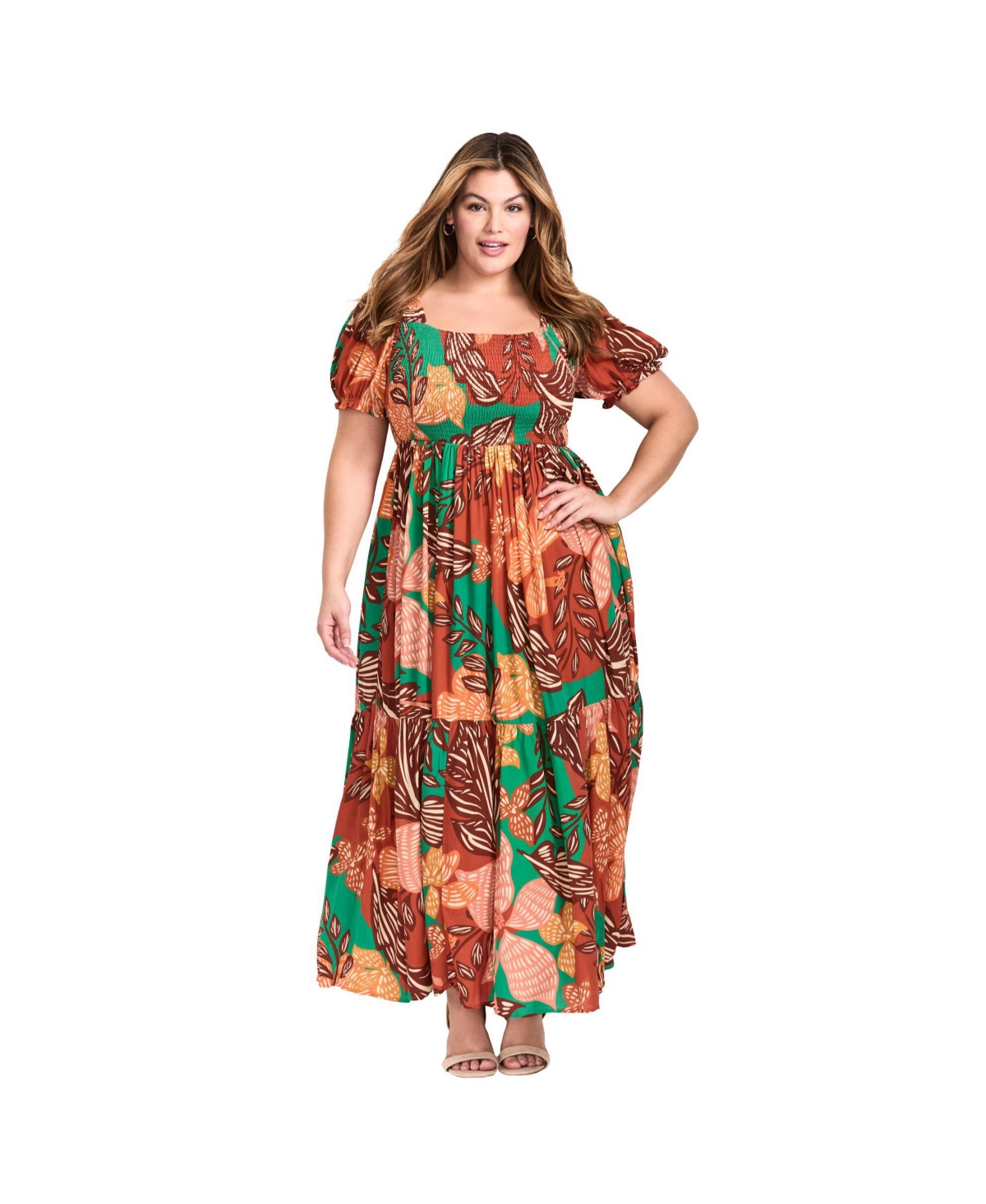 Click here for Avenue Womens Plus Size Sophia Shirred Bodice Maxi... prices