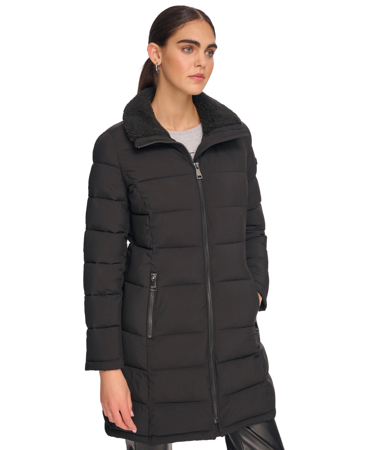 Click here for Calvin Klein Womens Hooded Puffer Coat - Black prices
