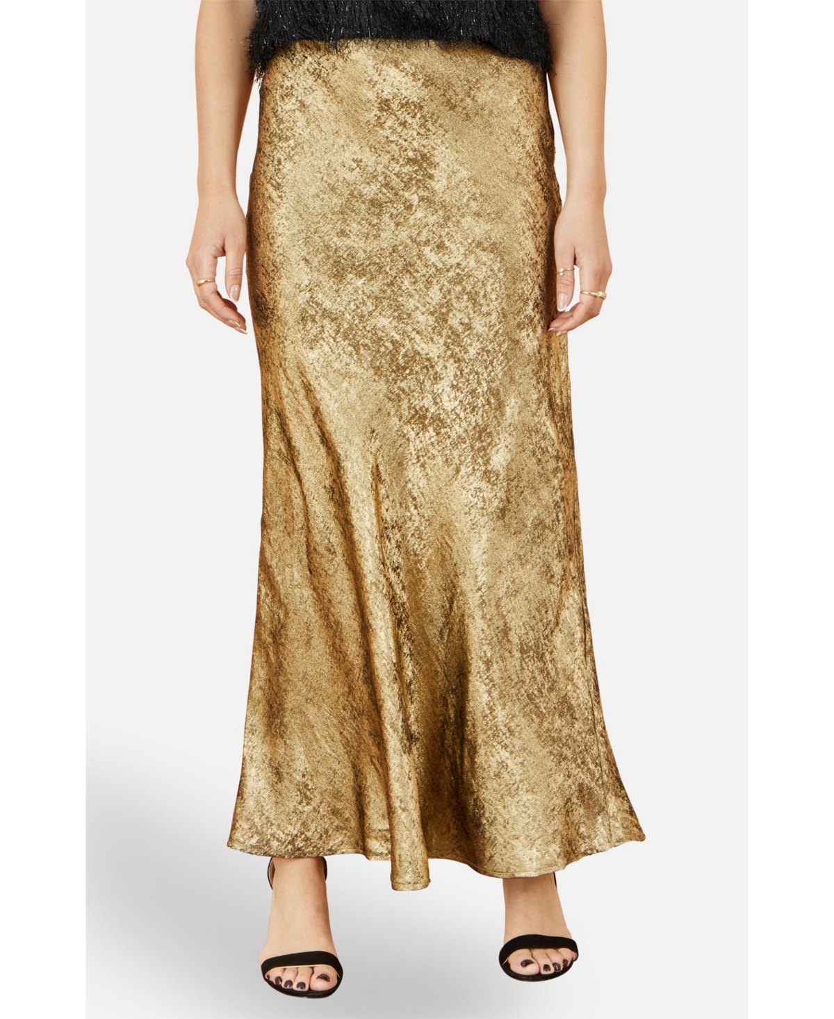 Click here for Yumi Womens Satin Midi Skirt - Gold prices
