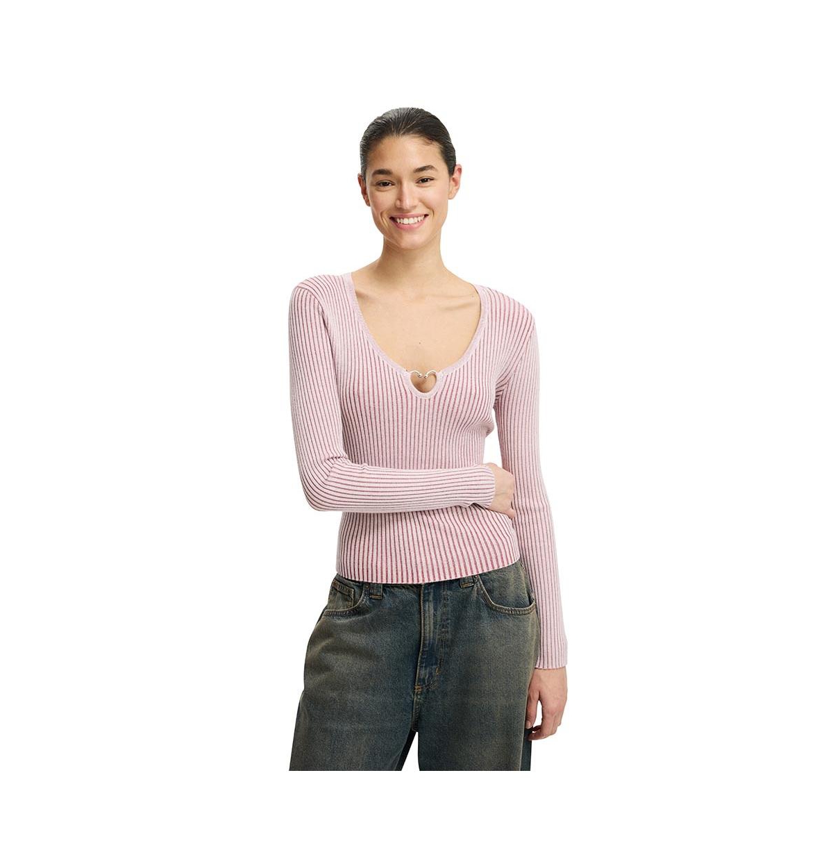 Click here for Cotton On Womens Two Tone Rib Keyhole Knit - Vinta... prices