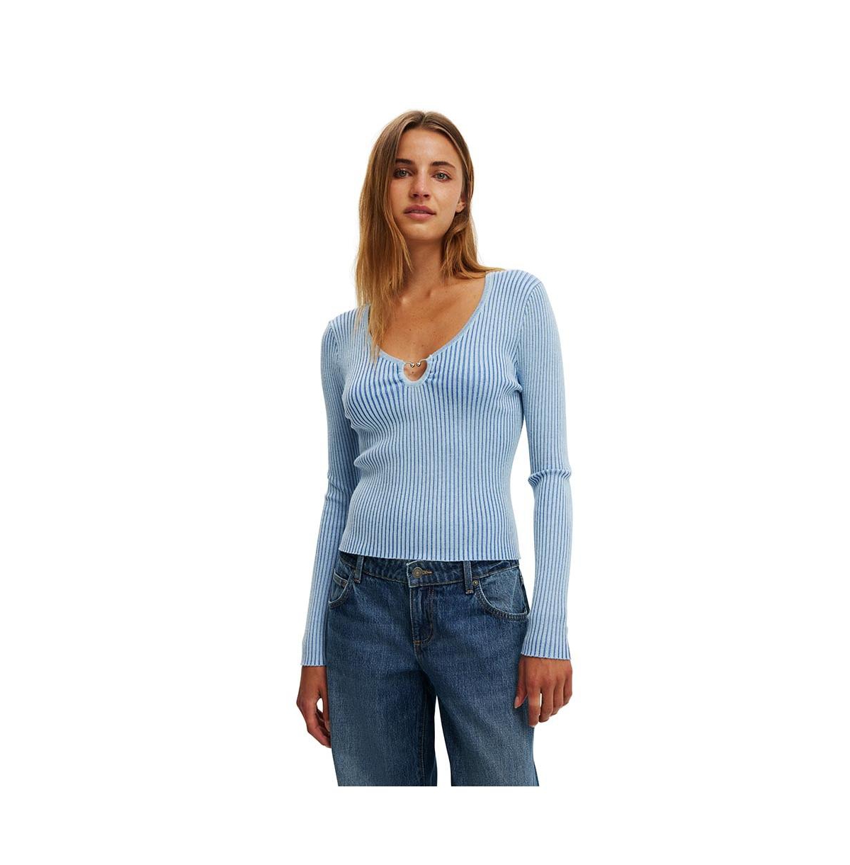 Click here for Cotton On Womens Two Tone Rib Keyhole Knit - Seasi... prices