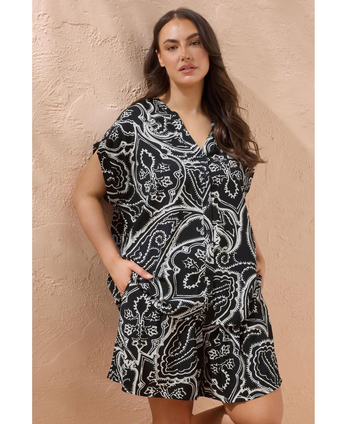 Click here for Evans Womens Curve Black Paisley Shirred Waist Mod... prices