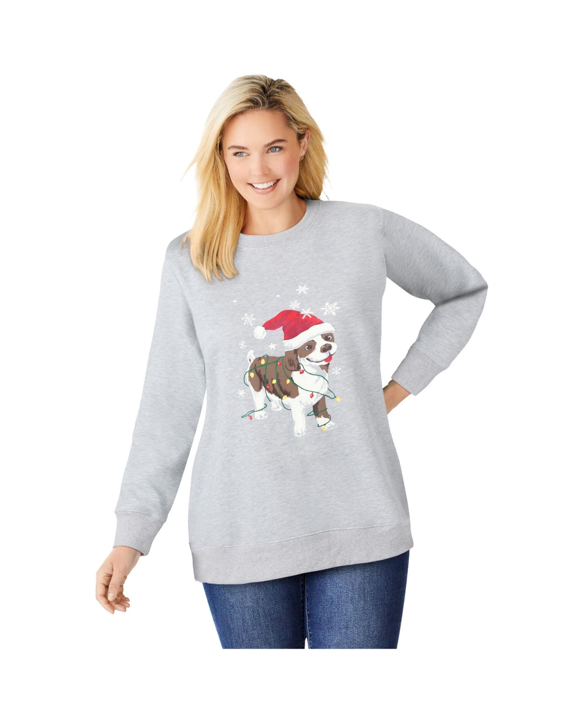 Click here for Woman Within Plus Size Fleece Holiday Sweatshirt -... prices